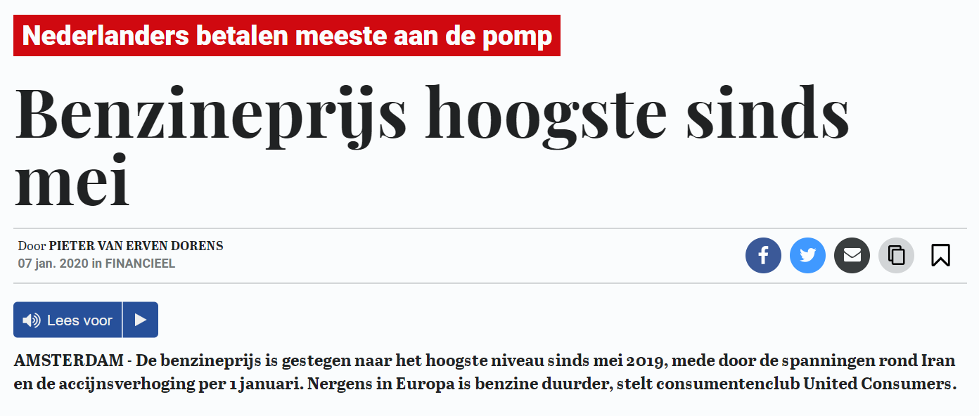 True: “The Dutch pay the most for Euro 95 petrol in Europe ...